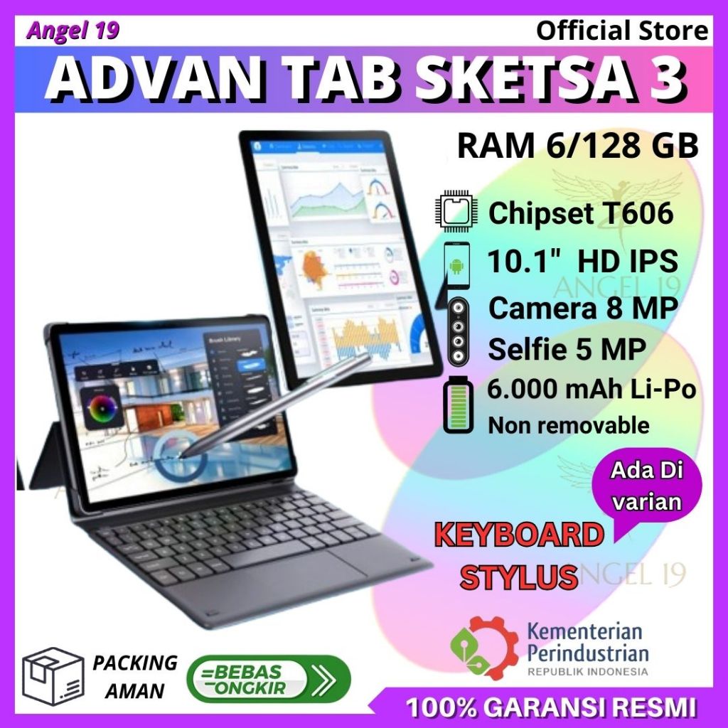 Jual Advan Tab Sketsa 3 Layar 10.1” HD IPS, Ram 6/128 GB Free Keyboard ...