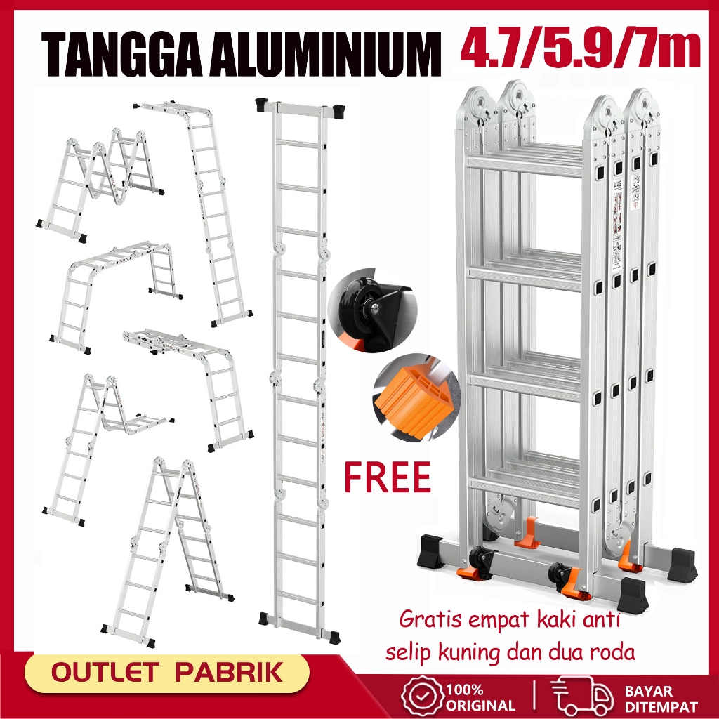 Jual IXCE Tangga Multifungsi 4.7/5.9/7 Meter Tangga Lipat Tangga ...