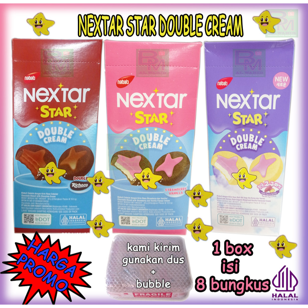 Jual Biskuit Nabati Nextar Star Double Cream 1 Box Isi 8 Bungkus Ready ...