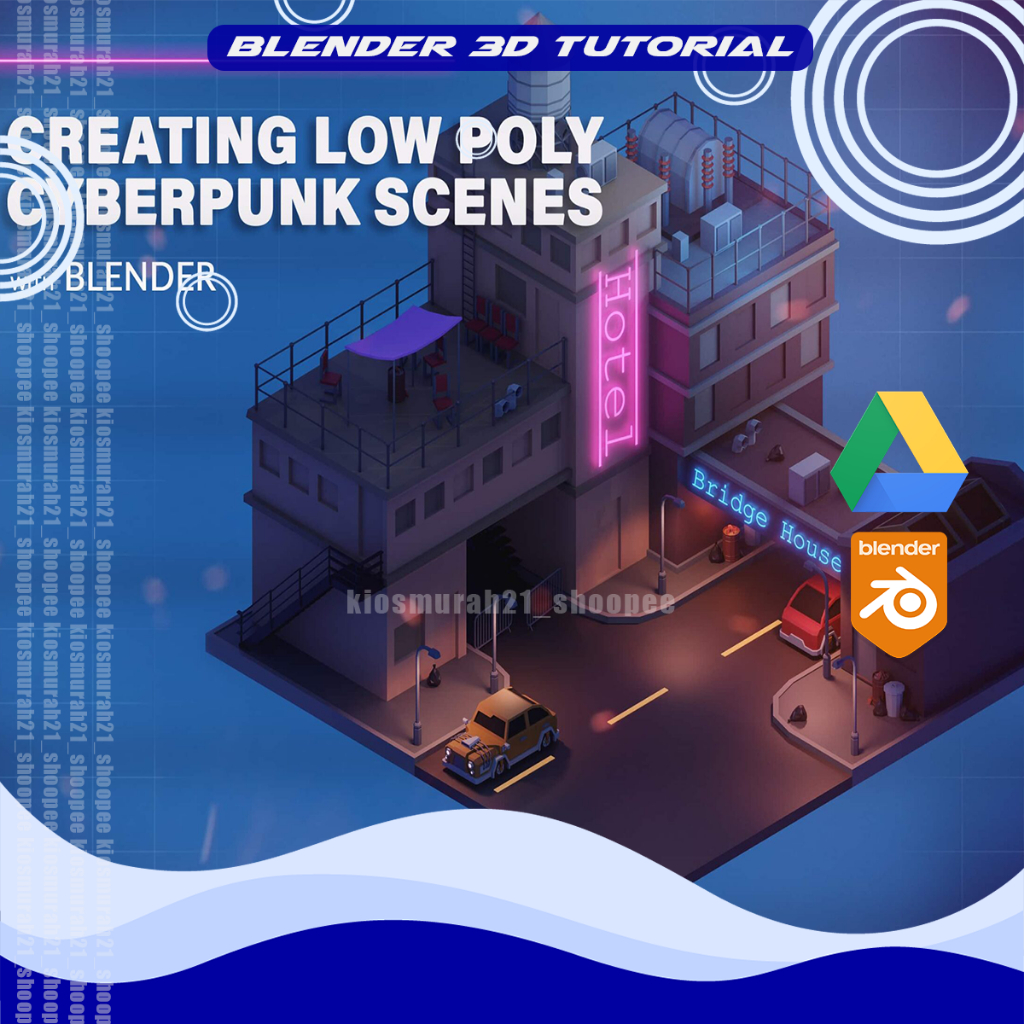 Jual Blender 3D Tutorial Creating Low Poly Cyberpunk Scenes with ...