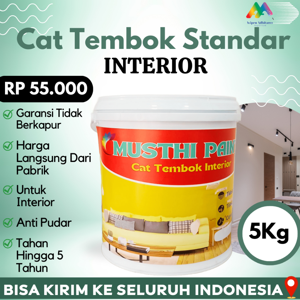 Jual Cat Tembok Dinding Interior Dalam Rumah Standar Pro Musthi Paint 5 ...