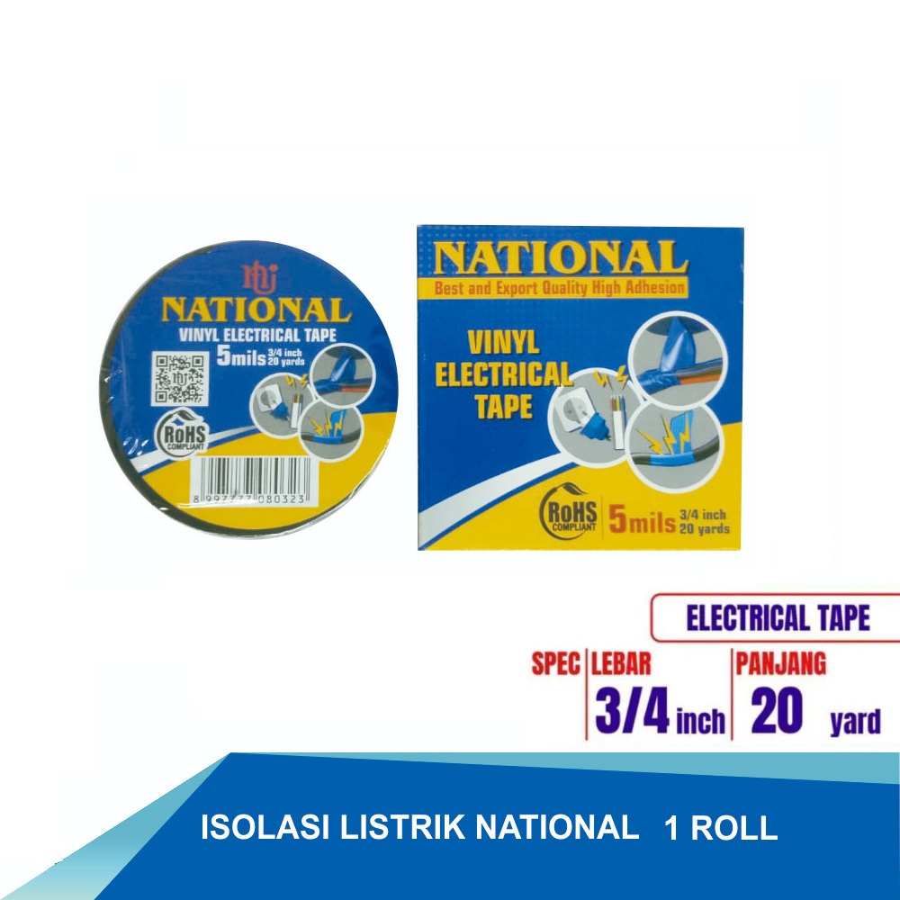 Jual ISOLASI KABEL LISTRIK 5 MILS 3/4 INCH 20 YARDS | Shopee Indonesia