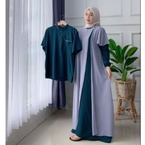 Jual Sayla Gamis Abaya Set Couple Hari Raya Bahan Tiffany Twill Mix ...