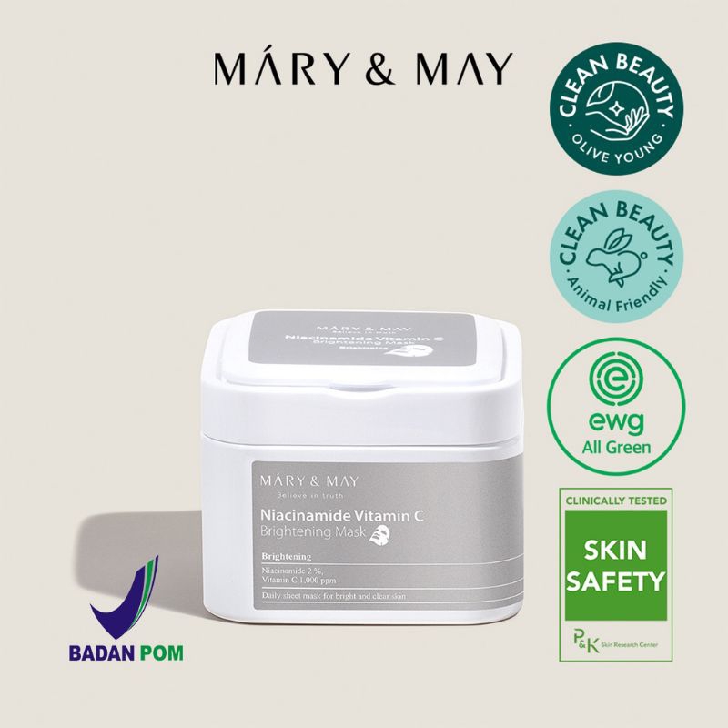 Jual MARY & MAY Niacinamide Vitamin C Brightening Mask 30 Sheets | Shopee Indonesia