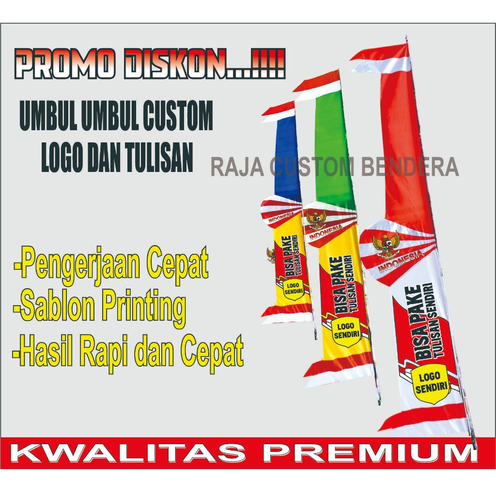 Jual umbul umbul custom logo nama sendiri bendera custom bisa pake ...