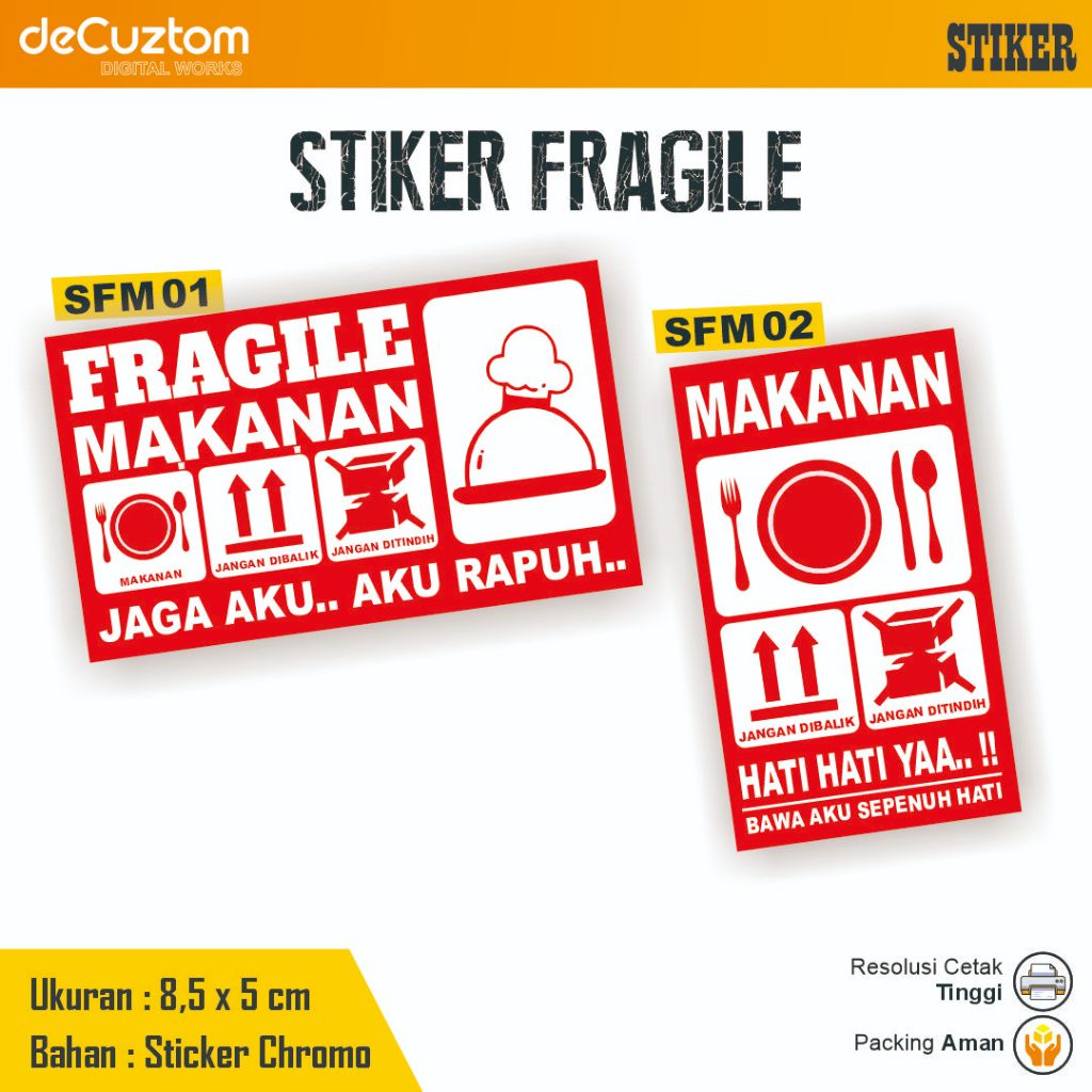 Jual Sticker Fragile Makanan | Stiker Pecah Belah Kemasan Makanan ...