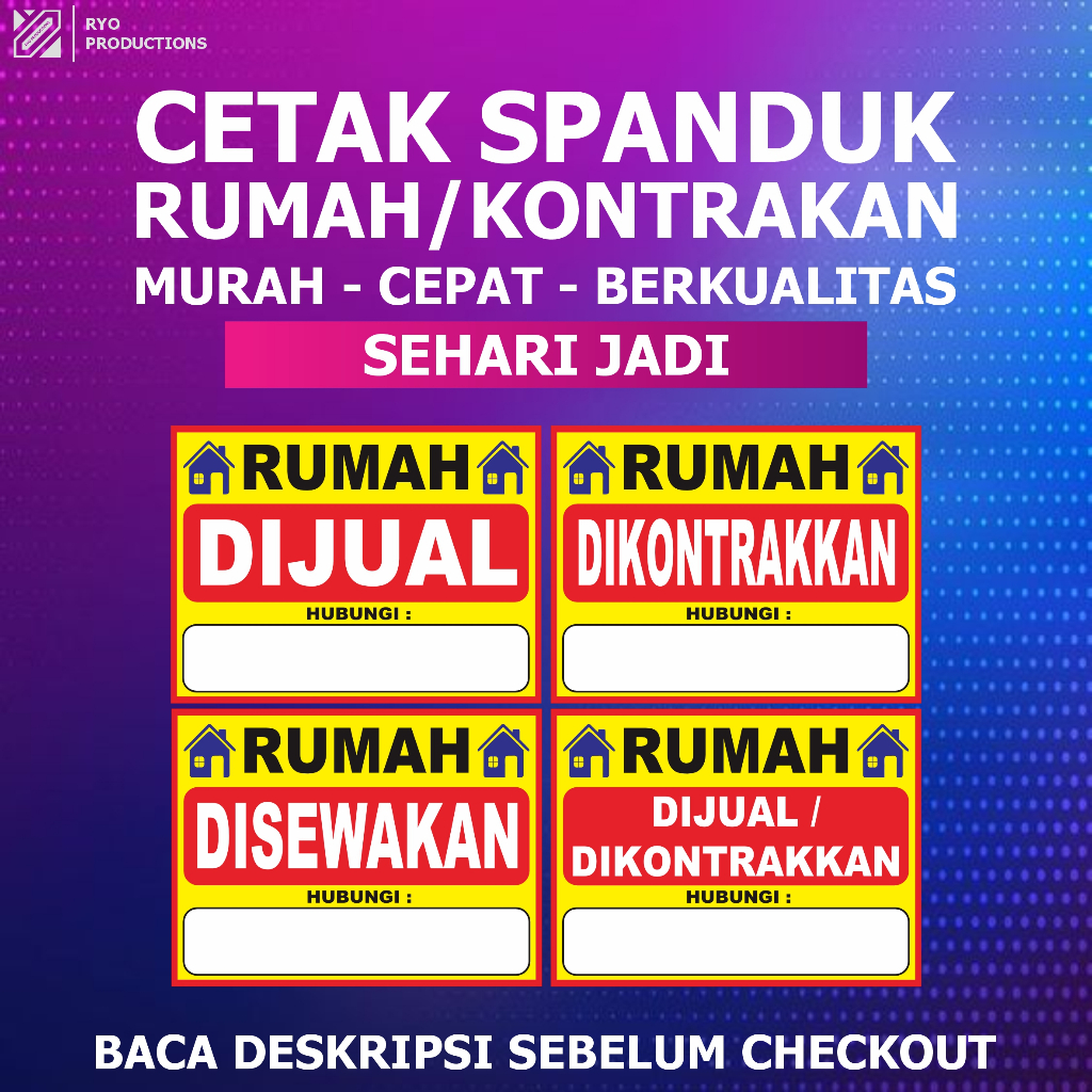 Jual [TERLARIS] Spanduk Rumah | Kantor | Ruko | Dijual / Disewakan ...