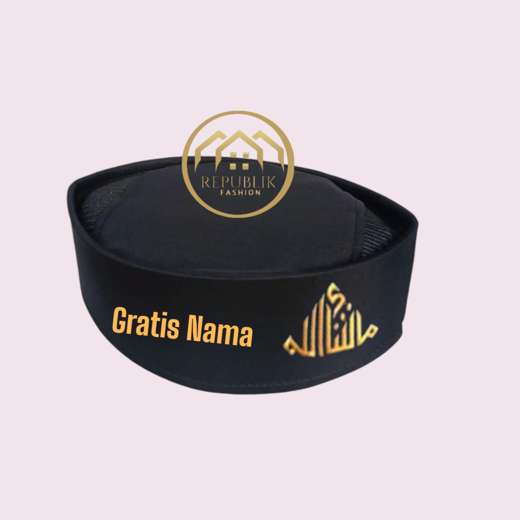 Jual PECI SONGKOK LOGO MASYAALLAH PECI HITAM POLOS ANAK DAN DEWASA ...