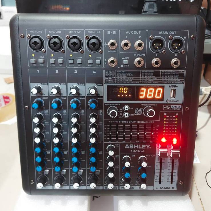 Jual mixer ashley smr4 / SMR 4 phantom 6 Channel 4 Mono Mic Line 3 Band ...
