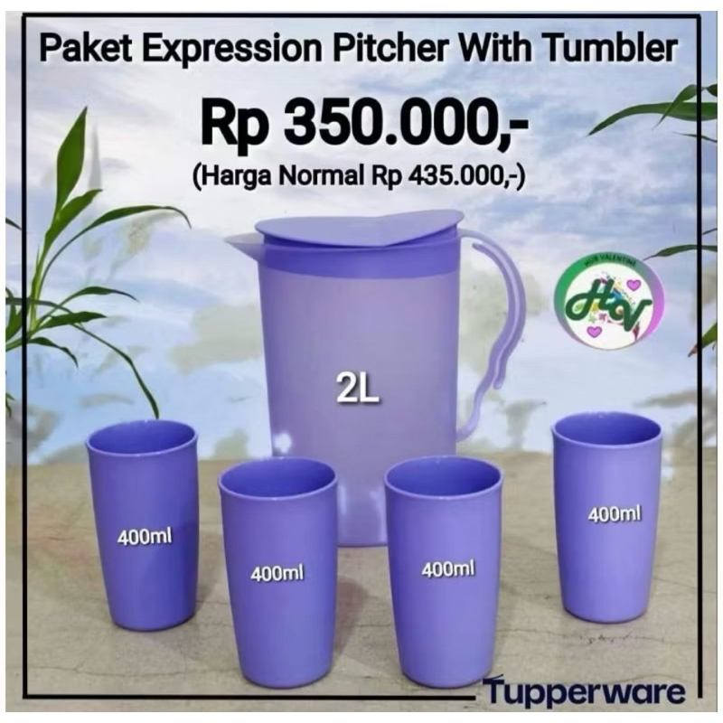 Jual Pitcher / Teko Expression 2L With Tumbler 400ML Tupperware | Shopee Indonesia
