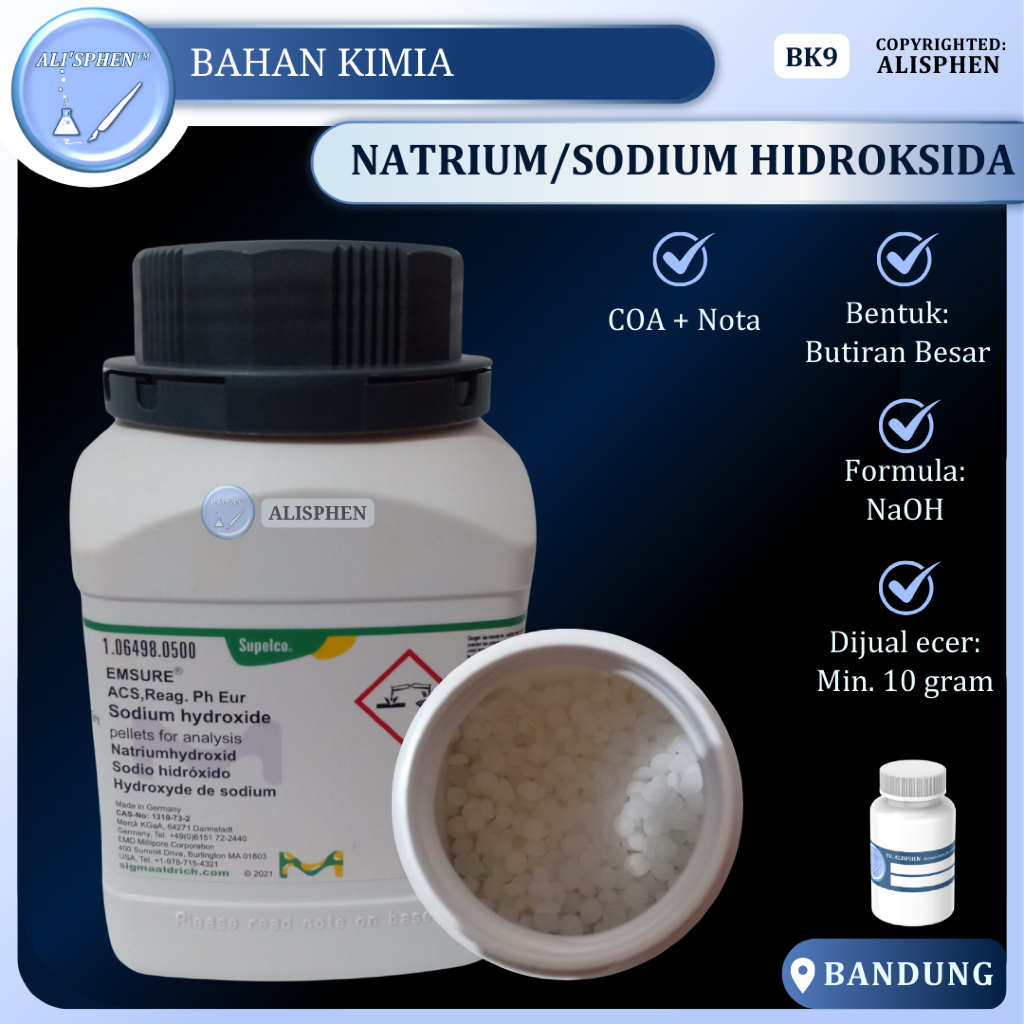 Jual [BK9] NaOH 10 gram / Sodium Hydroxide / Natrium Hidroksida | MERCK ...