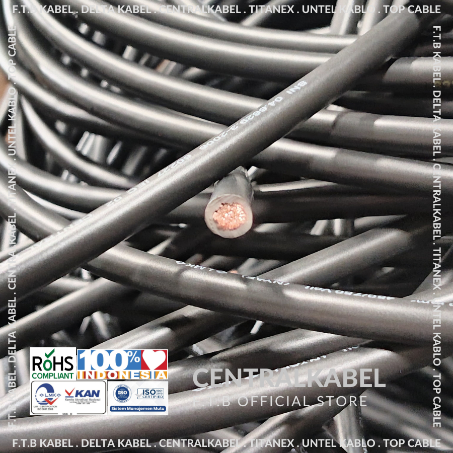 Jual SNI CENTRAL KABEL NYAF 10 Sqmm 750V Meteran ( H07VK / AF / BVR 10mm 1x10mm 10Sqmm 1x10Sqmm ...