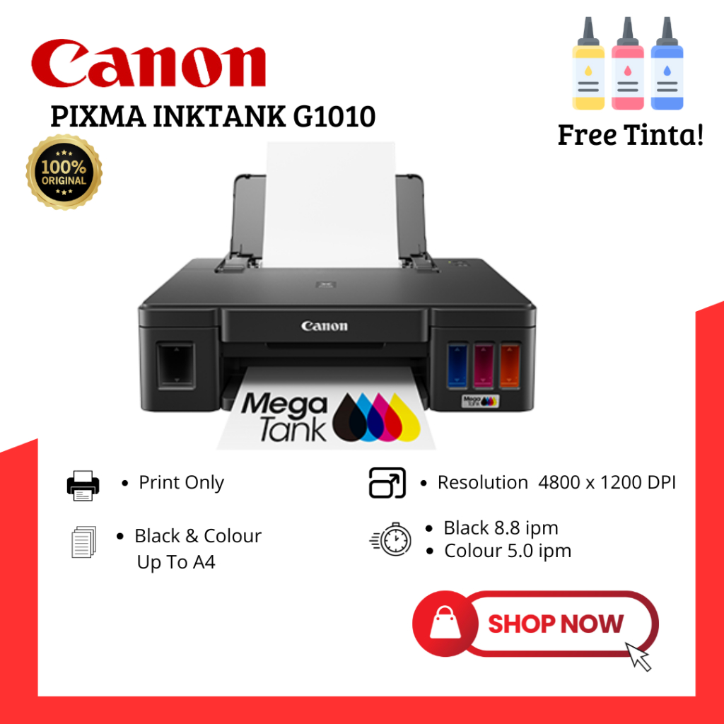 Jual [FREE TINTA] Printer Canon PIXMA G1010 (Ink Tank System) | Shopee ...