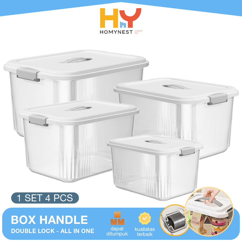 Jual HOMYNEST Box Container Plastik Jumbo Besar Handle Double Lock ...