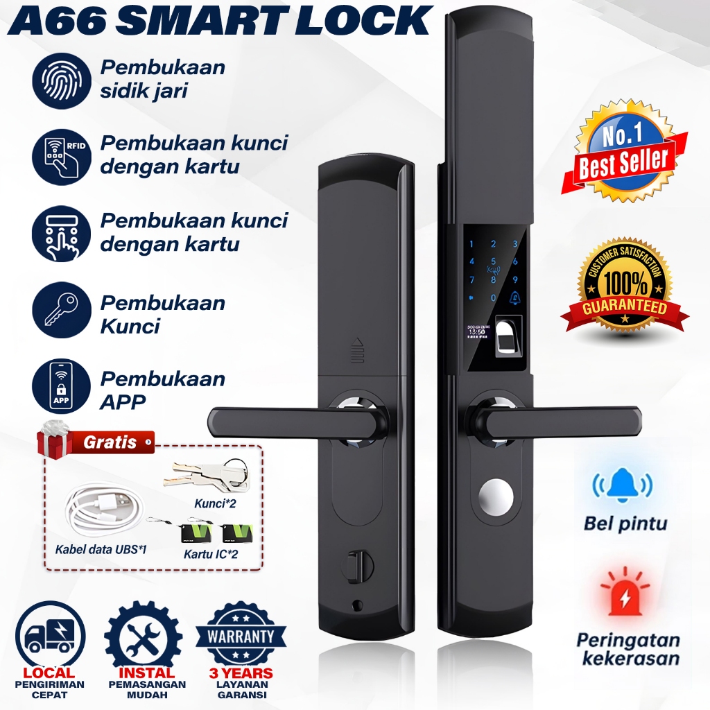Jual COD Smart Lock Kunci Pintu Otomatis Access Door Kunci Pintu ...