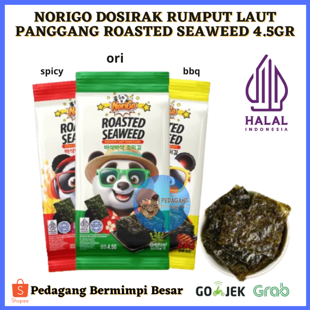 Jual NORIGO ROASTED SEAWEED 4.5G ADA 3 VARIAN RASA/ NORIGO DOSIRAK ...