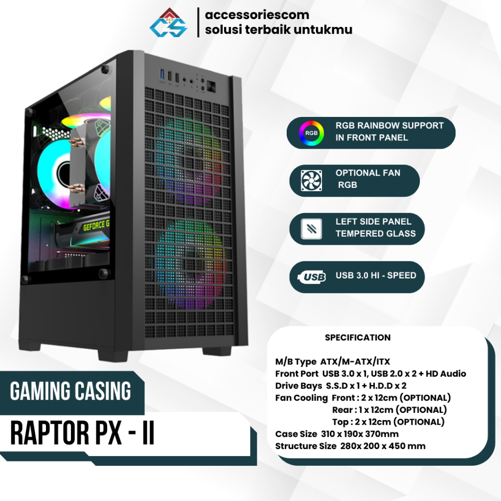 Jual Casing Gaming Raptor PX2 - M-ATX/ITX - Casing Gaming | Shopee ...