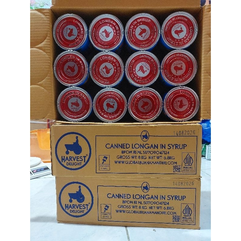 Jual 1KARTON [12KALENG] Canned Longan in syrup Haverst Delight Longan ...