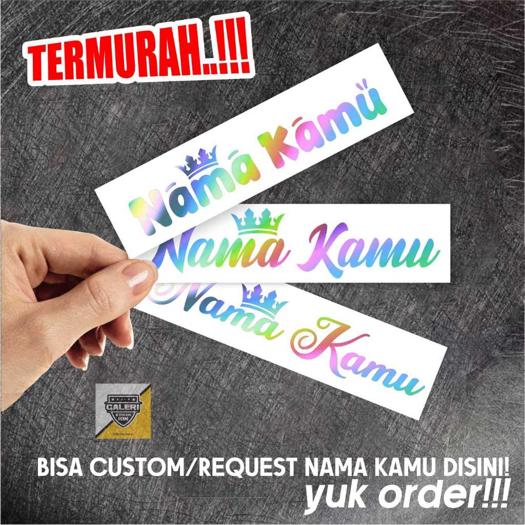 Jual Stiker nama custom waterproof anti air sticker nama bisa reques ...