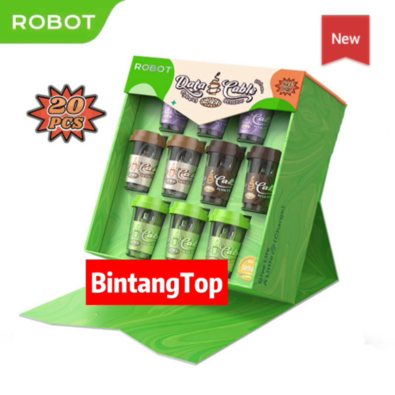 Jual ROBOT RCO coffee cup / kabel data ROBOT RCOM100 MICRO 2.4A , RCOC100 TYPE C 3A , RCOL100 ...