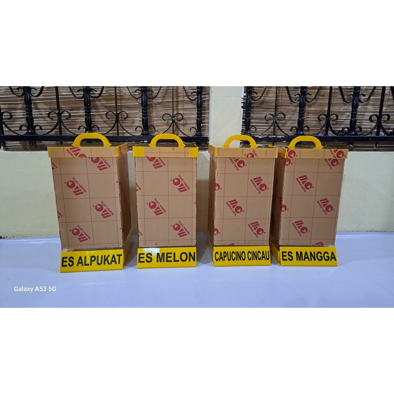 Jual Paket Box kotak akrilik es buah isi 18L dan 15L plus packing kayu ...