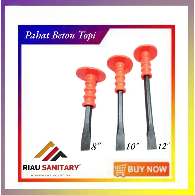 Jual Pahat Beton Besi Topi Orange Rata Gepeng 8" 10" 12" | Shopee Indonesia