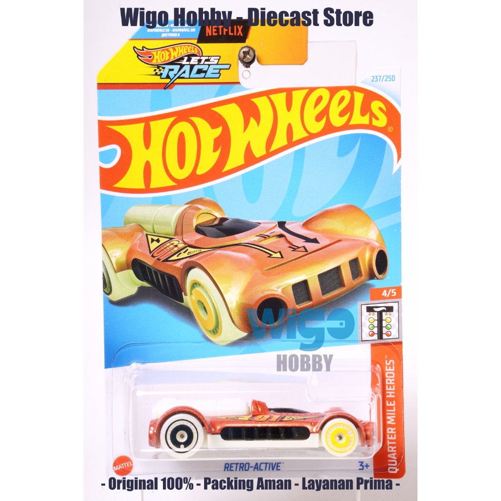 Jual Hot Wheels Retro-Active orange Netflix Lets Race glow in the dark ...