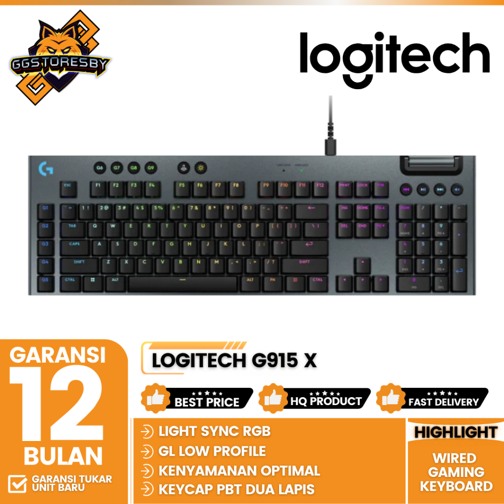 Jual Logitech G915 X Wired Gaming Keyboard Keycaps Pbt Tactile Rgb ...
