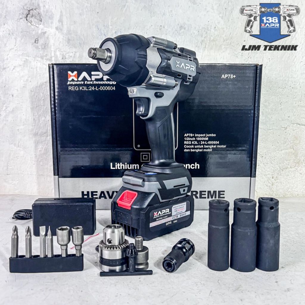 Jual APR RAJA BOR IMPACT WRENCH JUMBO 1/2INCH 1800NM AP78+ PLUS BATERAI ...