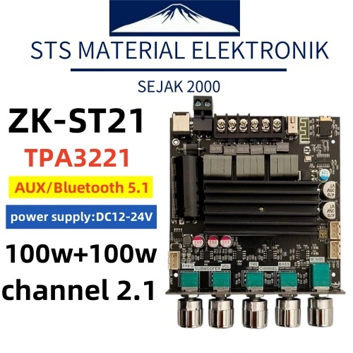 Jual ZK-ST21 TPA3221 Amplifier 2.1 CH Bluetooth Hifi Stereo Class D 100W + 100W + 200W | Shopee ...