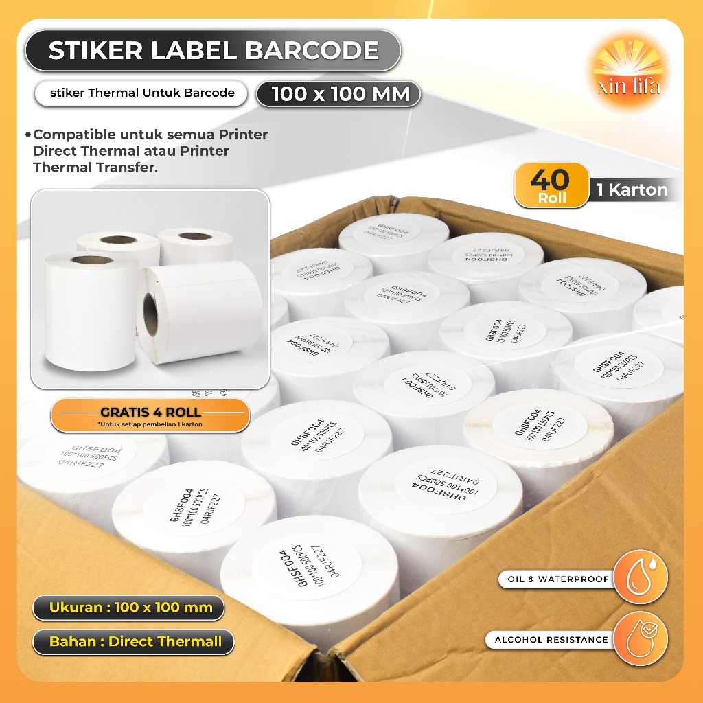 Jual LABEL STICKER THERMAL 100 X 100 BARCODE 100X100 1 Karton | Shopee ...