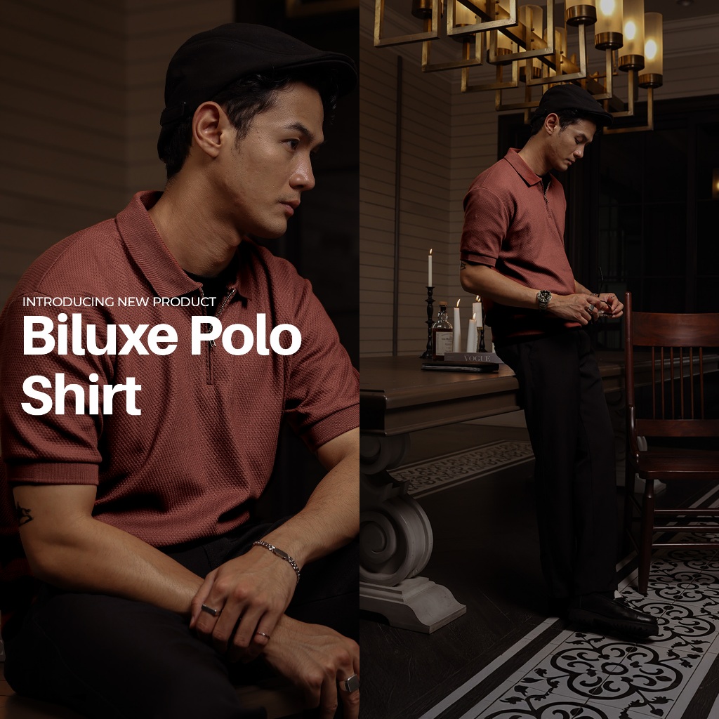 Jual JB Biluxe Half Zip Polo Shirt Rossore- Kaos Kemeja Polo Sleting ...