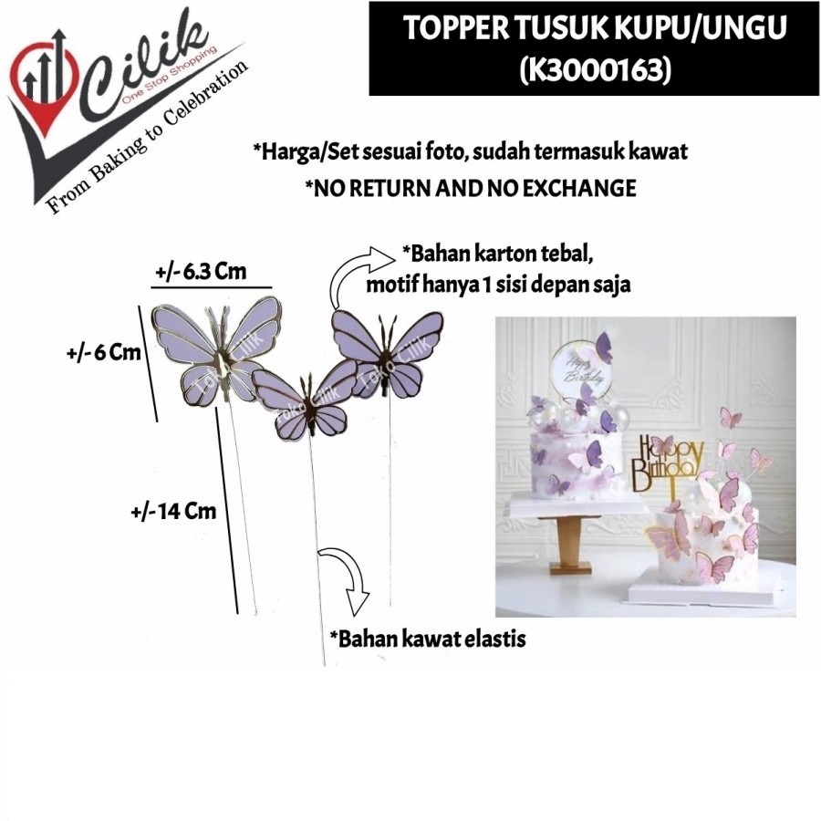 Jual topper+tusuk+kupu+butterfly+ungu+korean+cake+puding+bento+tumpeng ...