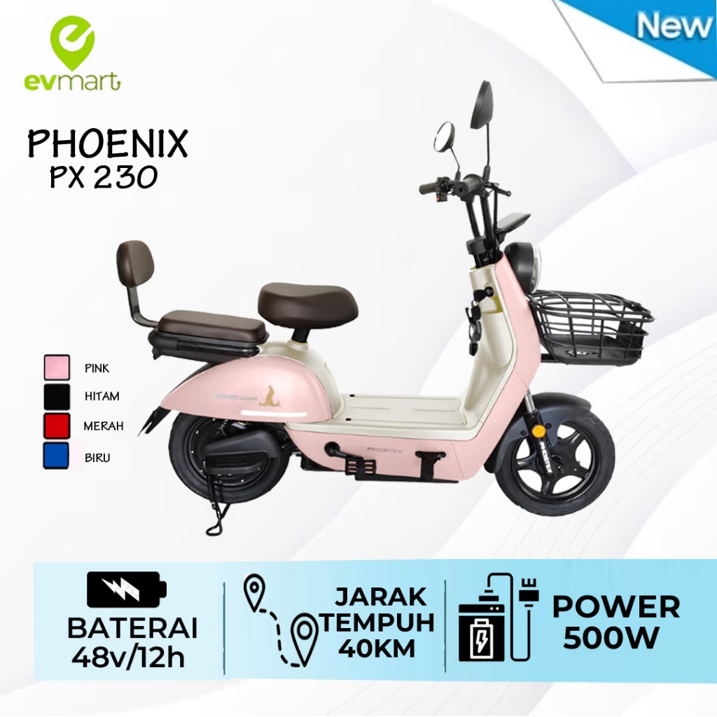 Jual SEPEDA LISTRIK PHOENIX PX 230 PINK/HITAM/MERAH/BIRU/GREY | Shopee ...