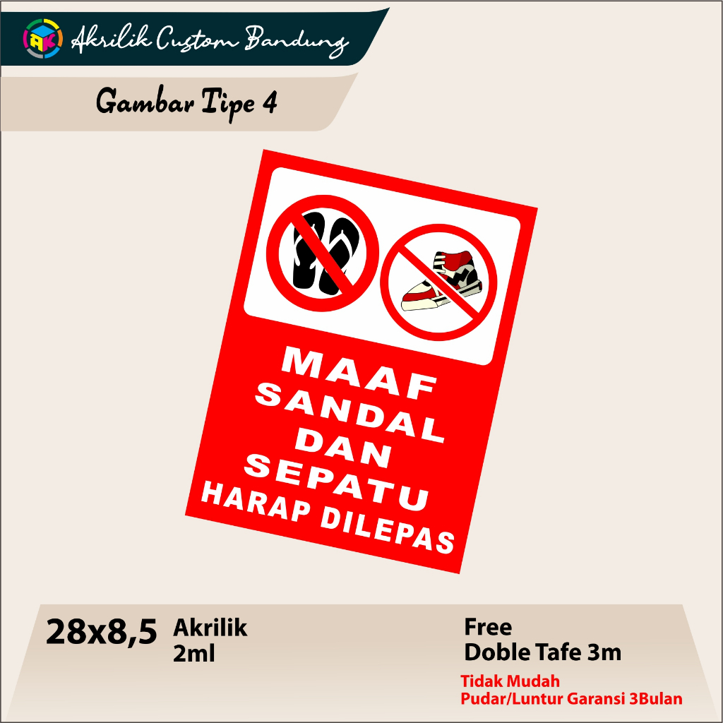 Jual Akrilik Alas Kaki Sandal Dan Sepatu Harap Lepas TIPE 5 Acrylic ...