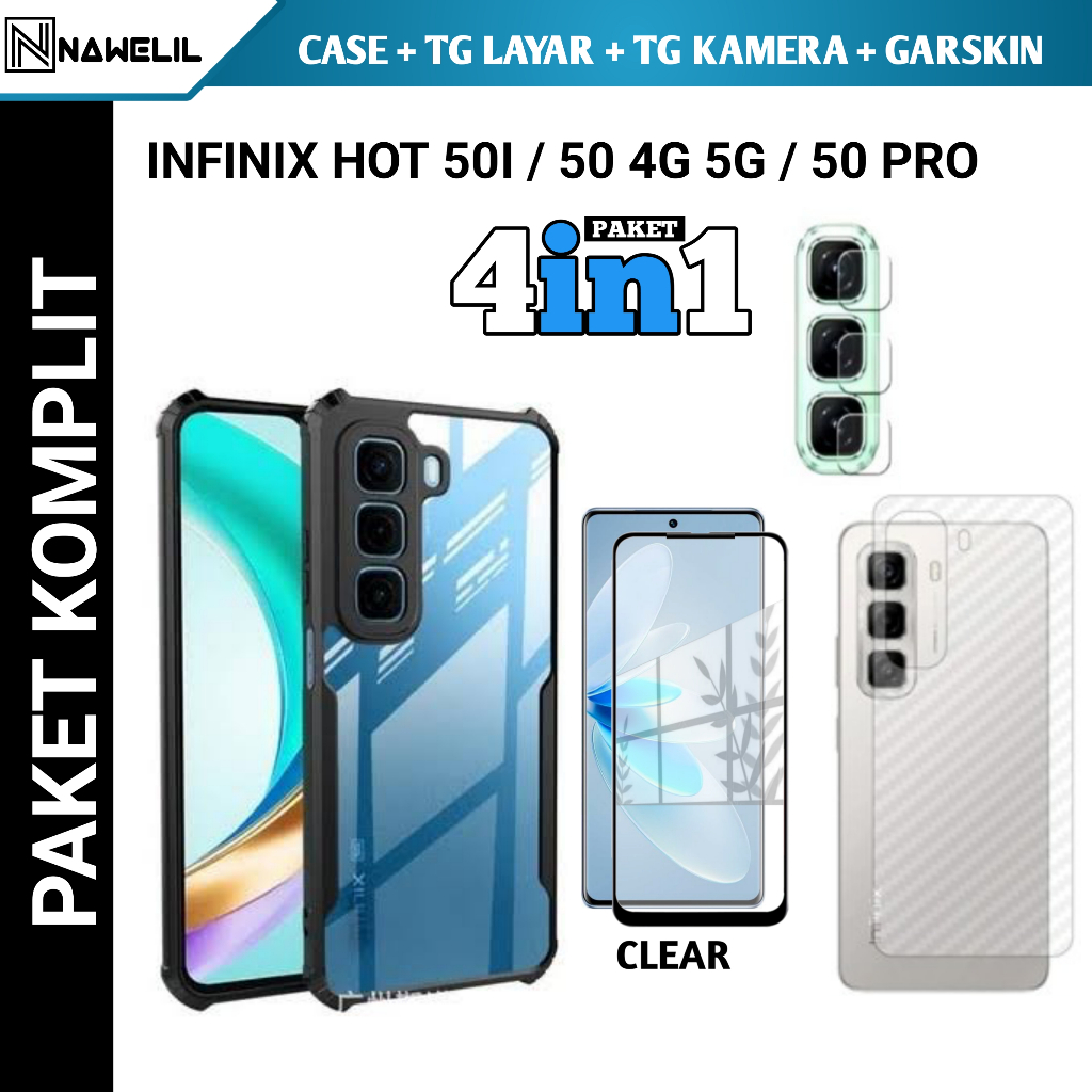 Jual PAKET KOMPLIT 4IN1 INFINIX HOT 50I 50 4G 5G PRO CASE TG LAYAR ...