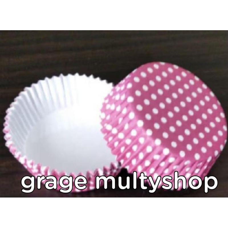 Jual paper cup case bulat dimater 8 motif polkadot pink 1 roll isi 200 ...