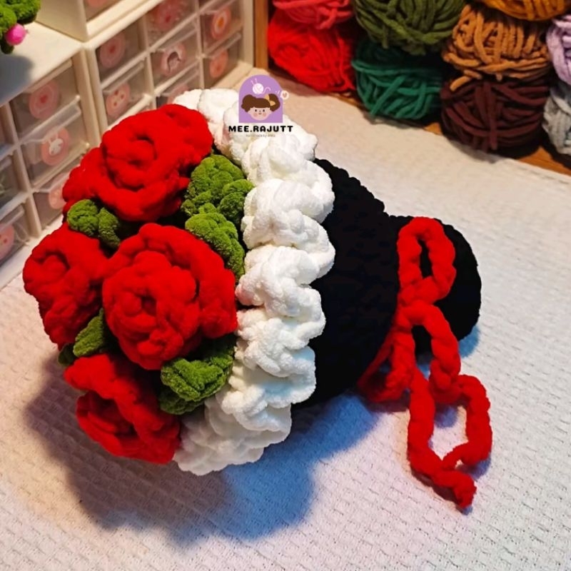 Jual Crochet Flower Bouquet Sunflower & Rose || Plushie || Buket Bunga ...