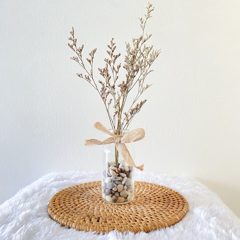 Jual VAS BUNGA KACA AESTHETIC DAN BUNGA SUDAH 1 SET (VAS+BATU+BUNGA ...