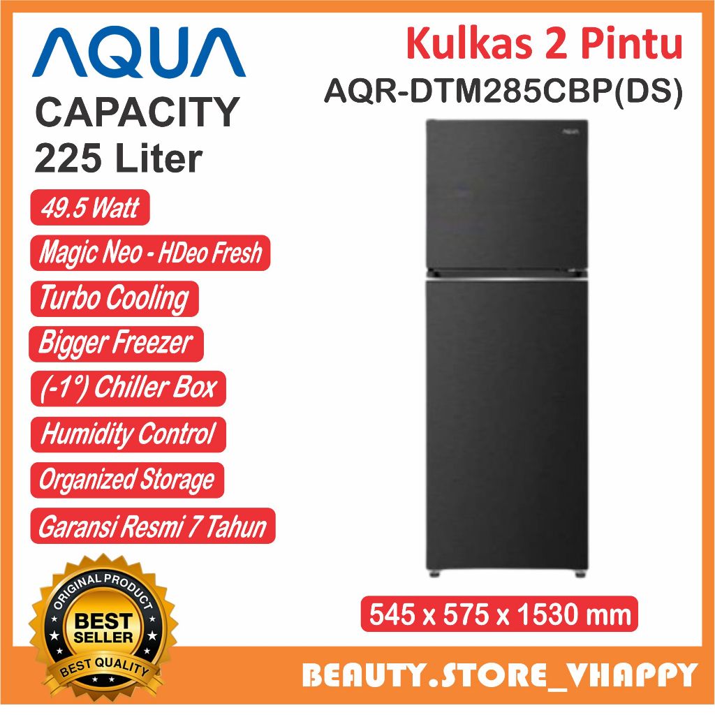 Jual Kulkas 2 Pintu AQUA 225 Liter AQR-DTM285CBP(DS) Turbo Cooling Garansi Resmi | Shopee Indonesia