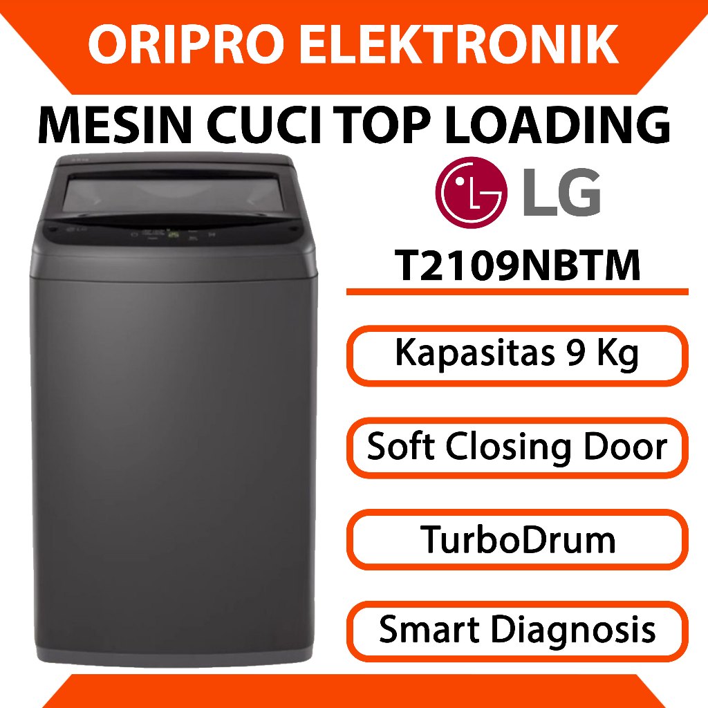 Jual Mesin Cuci Top Loading 9 Kg LG Turbo Drum Smart Diagnosis T2109NBTM | Shopee Indonesia