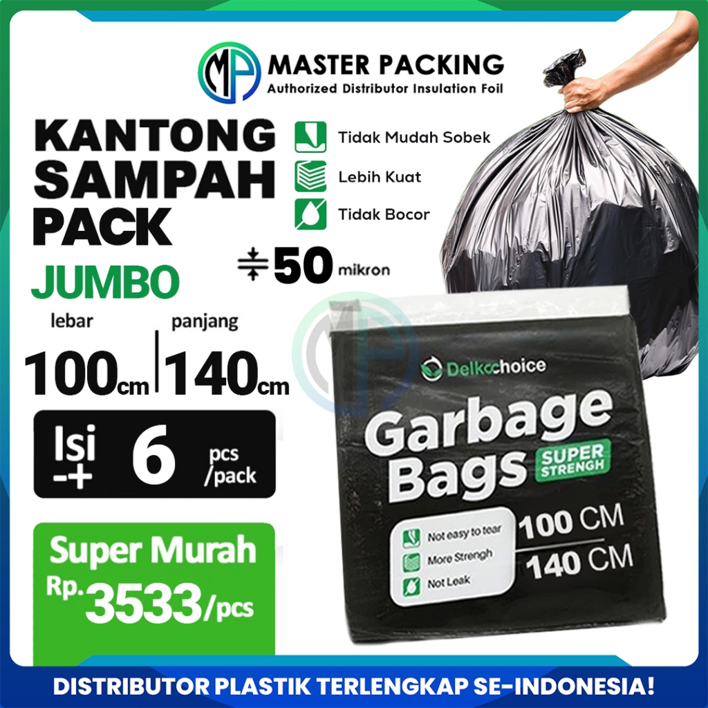 Jual Kantong Kresek Plastik Sampah Hitam Pack 100cm x 140cm JUMBO / Trash Bag / Garbage Bag ...