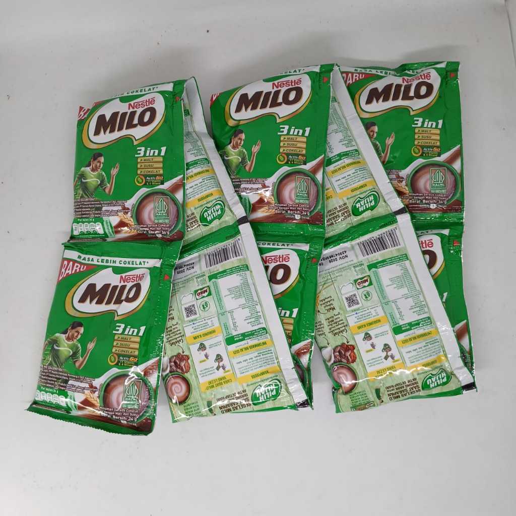 Jual NESTLE Milo 3 IN 1 renceng malt susu cokelat (10sachet 34gram ...