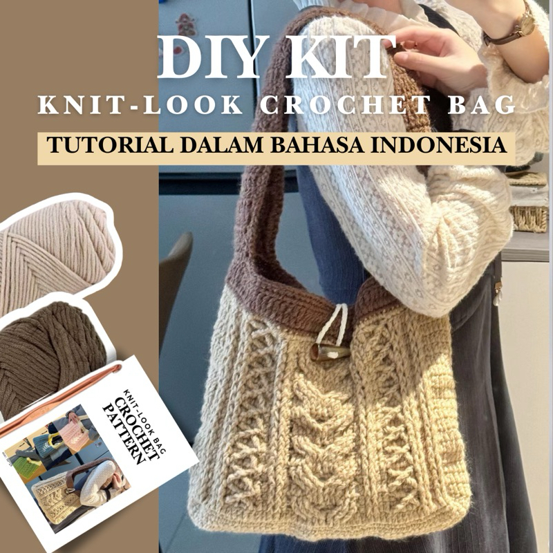 Jual NARA - DIY Kit Knit-Look Crochet Bag | Totebag Handmade Estetik ...