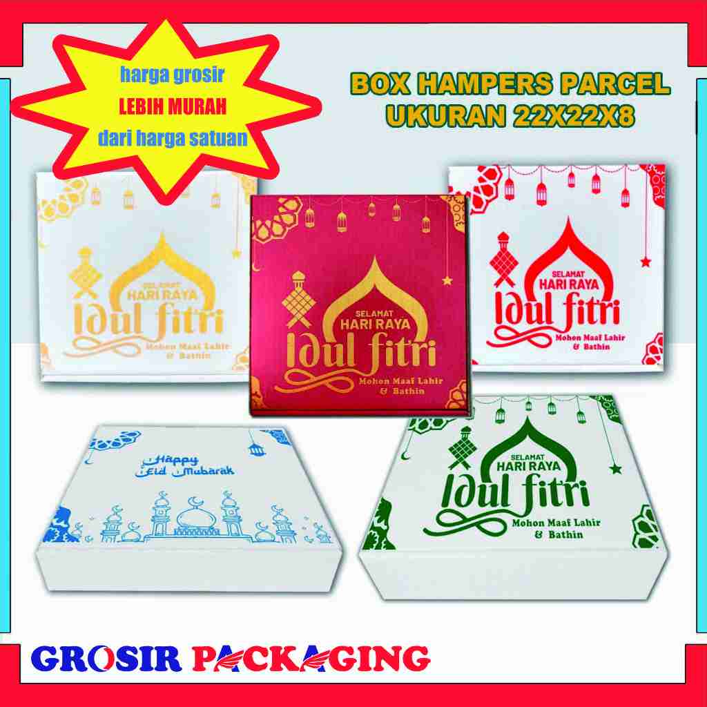 Jual (Paket 100pcs) Box Hampers 22x22x8 cm Parcel Lebaran / box hampers ...