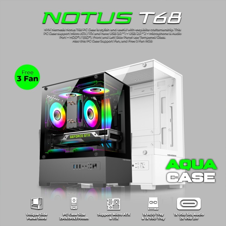 Jual NYK Nemesis NOTUS T68 ITX M-ATX Aquarium PC Case | Shopee Indonesia