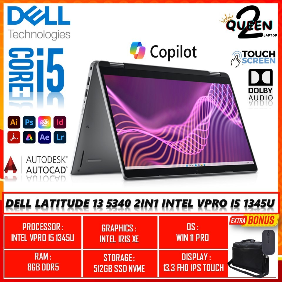 Jual Laptop Baru 2in1 Dell Latitude 13 5340 Intel Vpro I5 1345U Ram 8GB ...