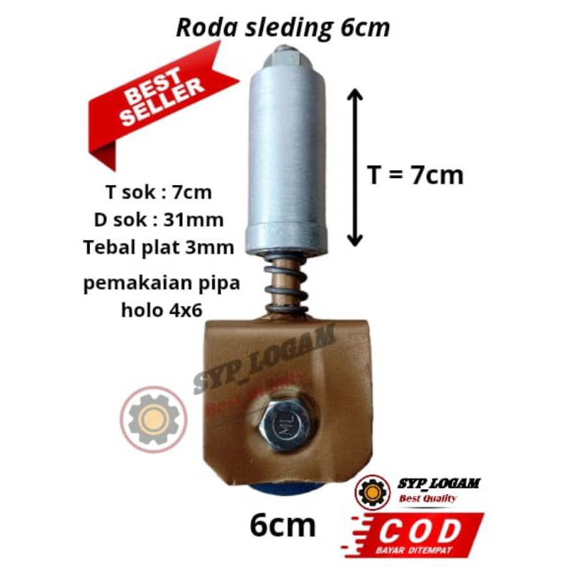 Jual Roda pagar sleding 6cm, holo 4x6, Roda sleding, Roda pagar sleding ...