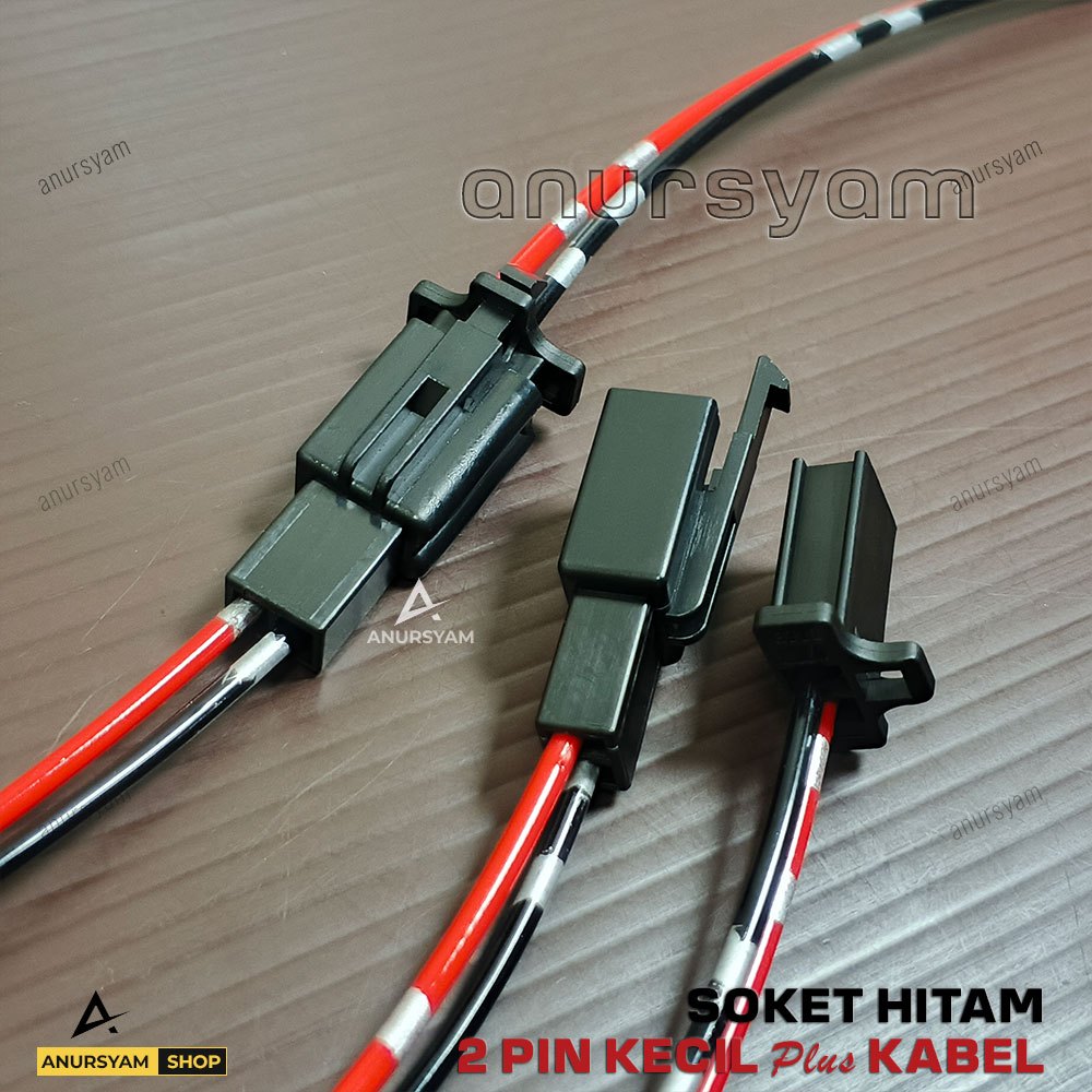 Jual Soket 2 Pin Hitam / Socket Sambung Kabel 2 Pin Kecil Plus Kabel ...