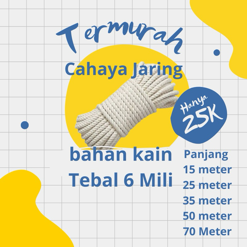 Jual TALI TAMBANG BAHAN KAIN 6MM /TALI TAMBANG BAHAN KATUN / TALI ...